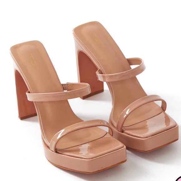 PrettyLittleThing | Shoes | Prettylittlething Nude Wide Fit Square Toe ...
